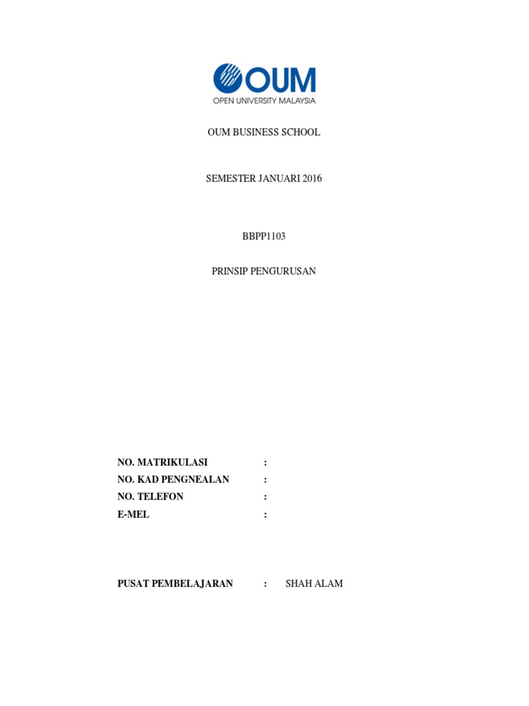 BBPP1103 Prinsip Pengurusan Jan2016 | PDF