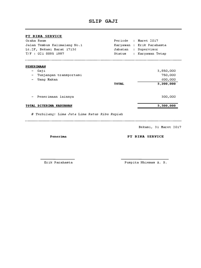 Contoh Slip Gaji | PDF