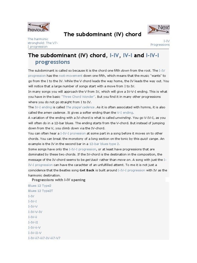 The Subdominant (IV) Chord | PDF | Musical Forms | Musicology