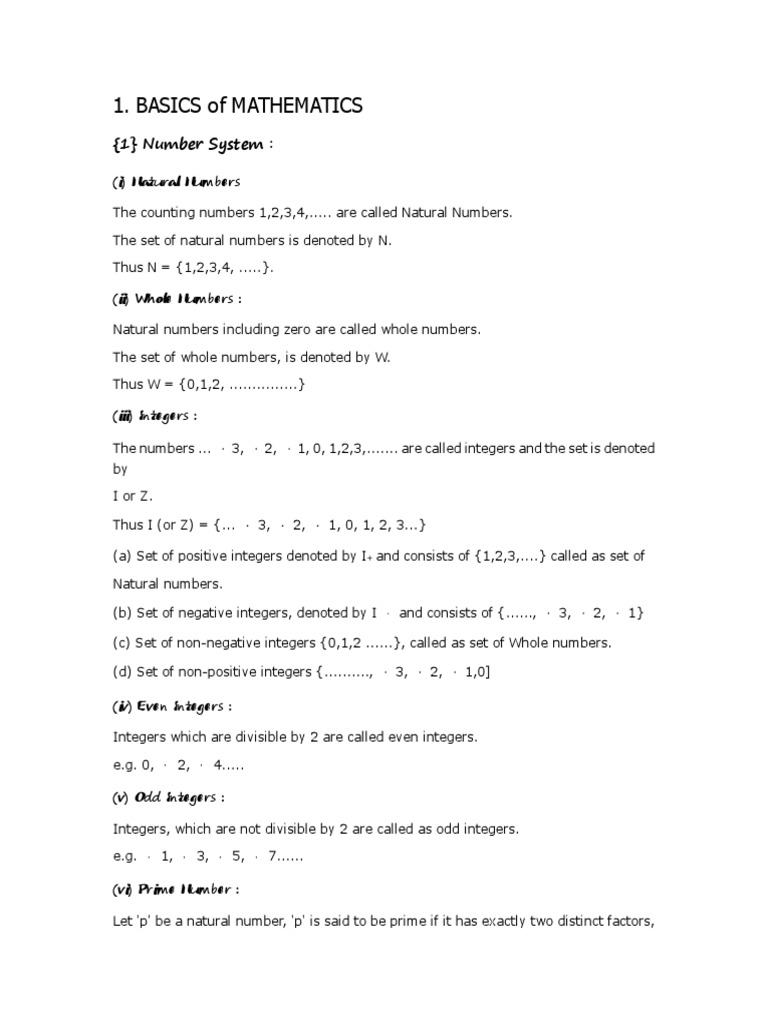 Basic Concept of Mathematics | PDF | Integer | Real Number