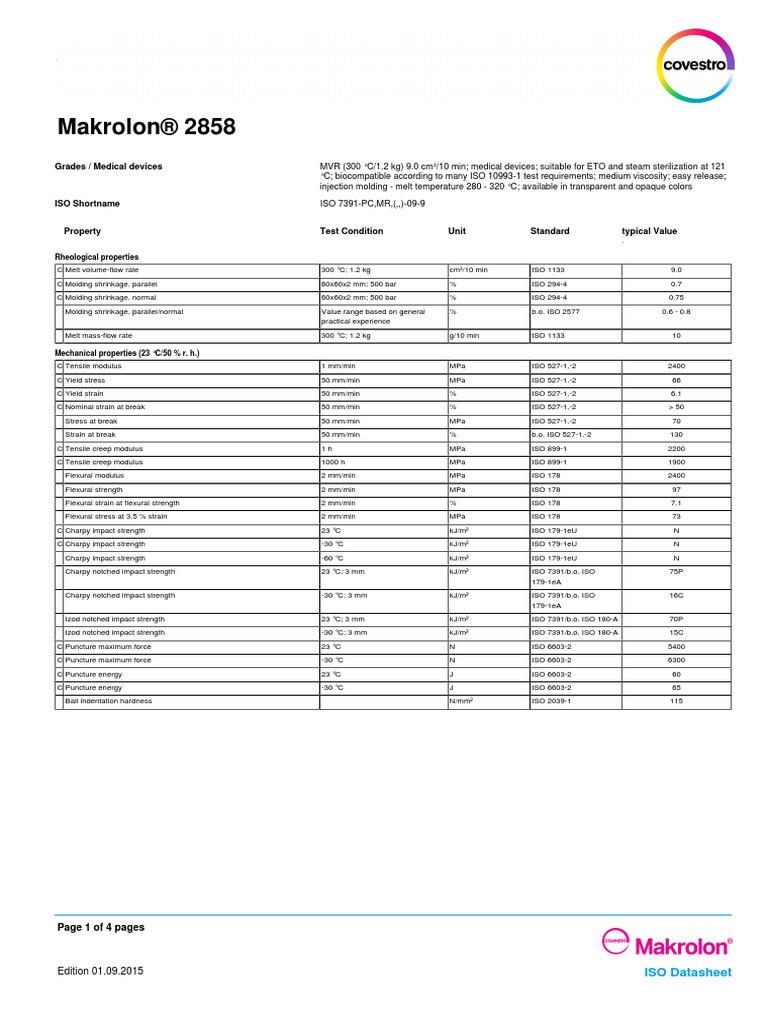 Makrolon 2858 ISO en | PDF | Guarantee | Creep (Deformation)
