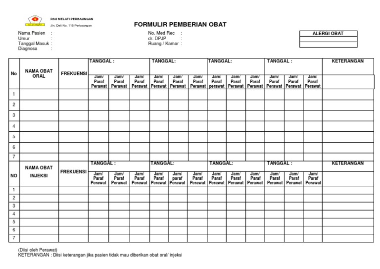 FORM Pemberian Terapi Obat | PDF