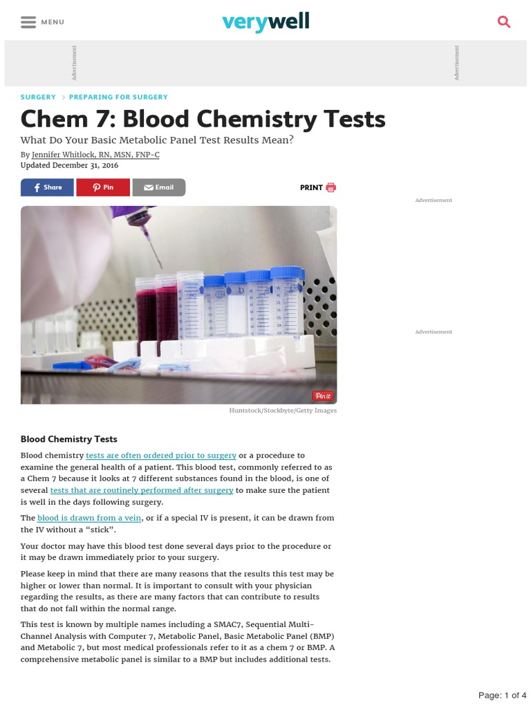 Chem 7: Blood Chemistry Tests: What Do Your Basic Metabolic Panel Test ...