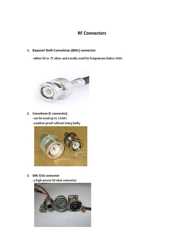 RF Connectors: 1. Bayonet Neill-Concelman (BNC) Connector | PDF ...