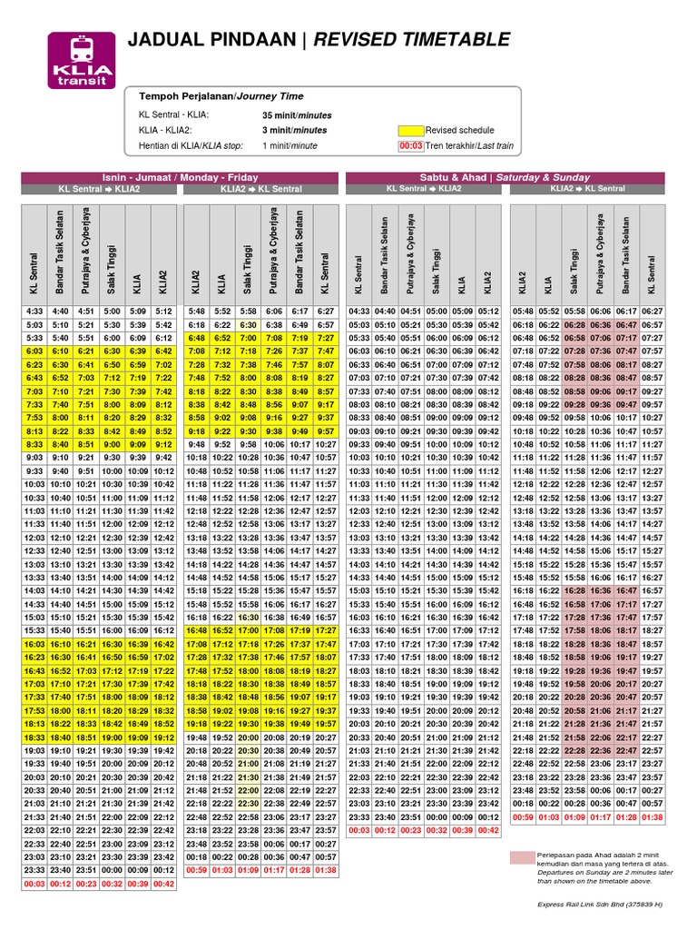 ERL Transit Schedule | PDF