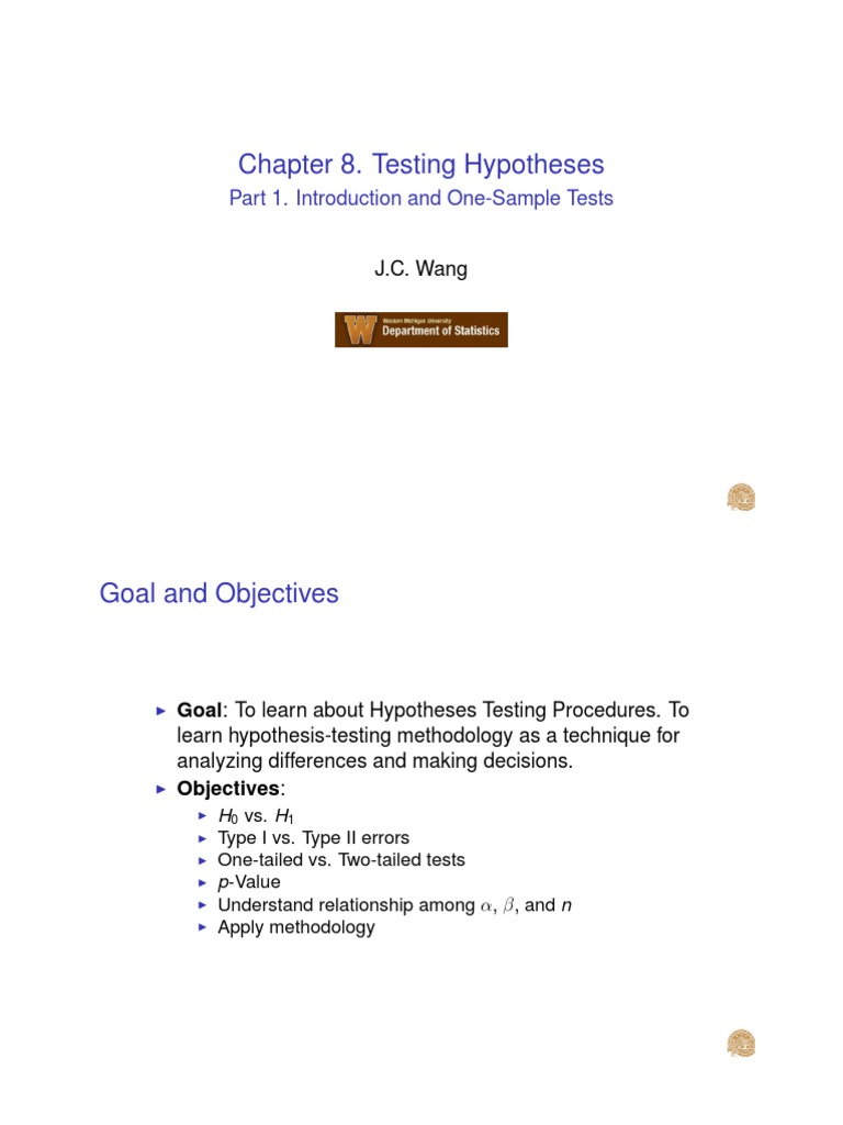 Hypotheses Test 1 Handout Pdf P Value Statistical Hypothesis Testing