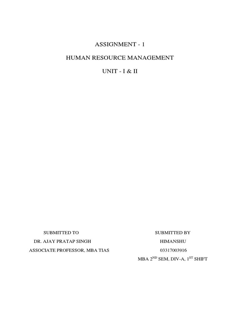Assignment 1 HRM HIMANSHU | PDF | Turnover (Employment) | Human ...