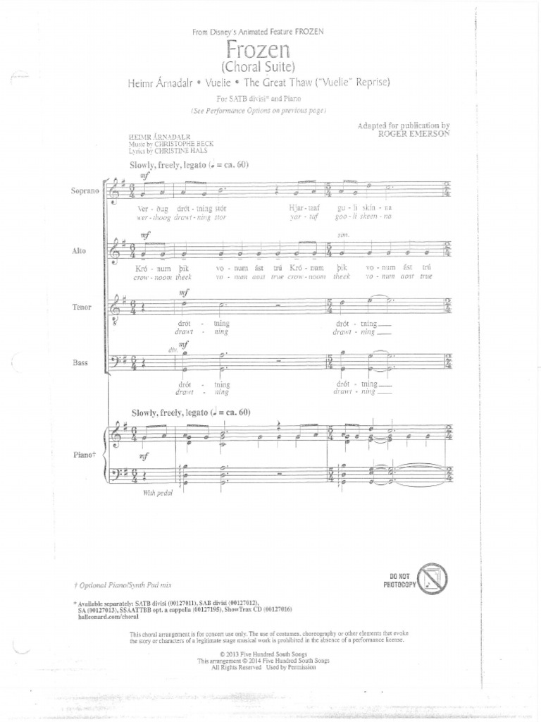 Frozen Choral Suite PDF | PDF