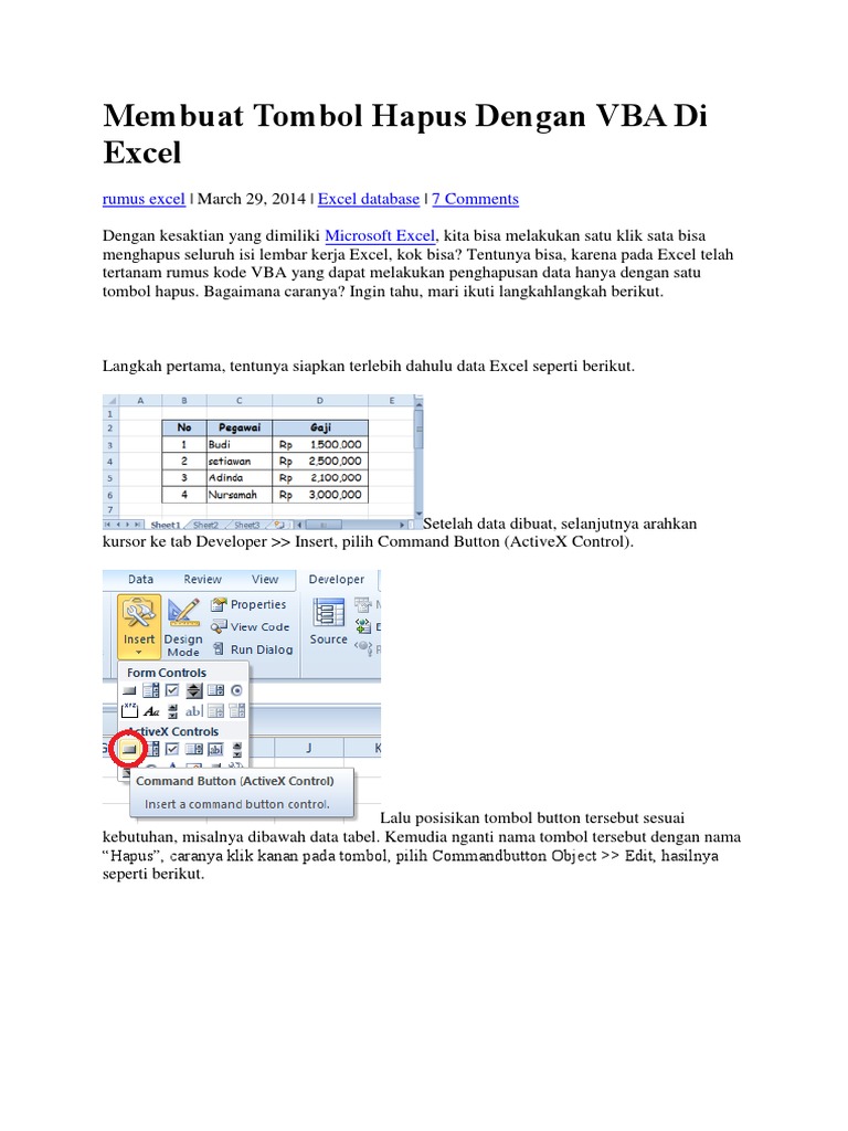 Tombol Hapus VBA di Excel | PDF | Metode & Bahan Ajar | Seni