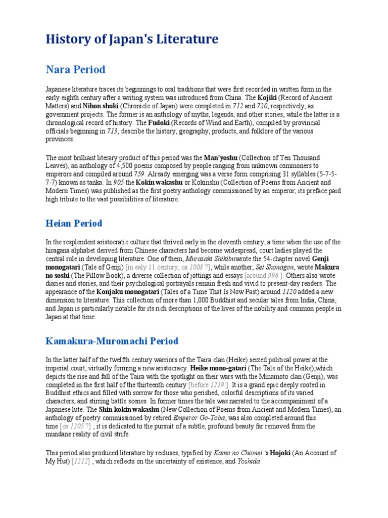 History of Japan's Literature: Nara Period | PDF | Confucius