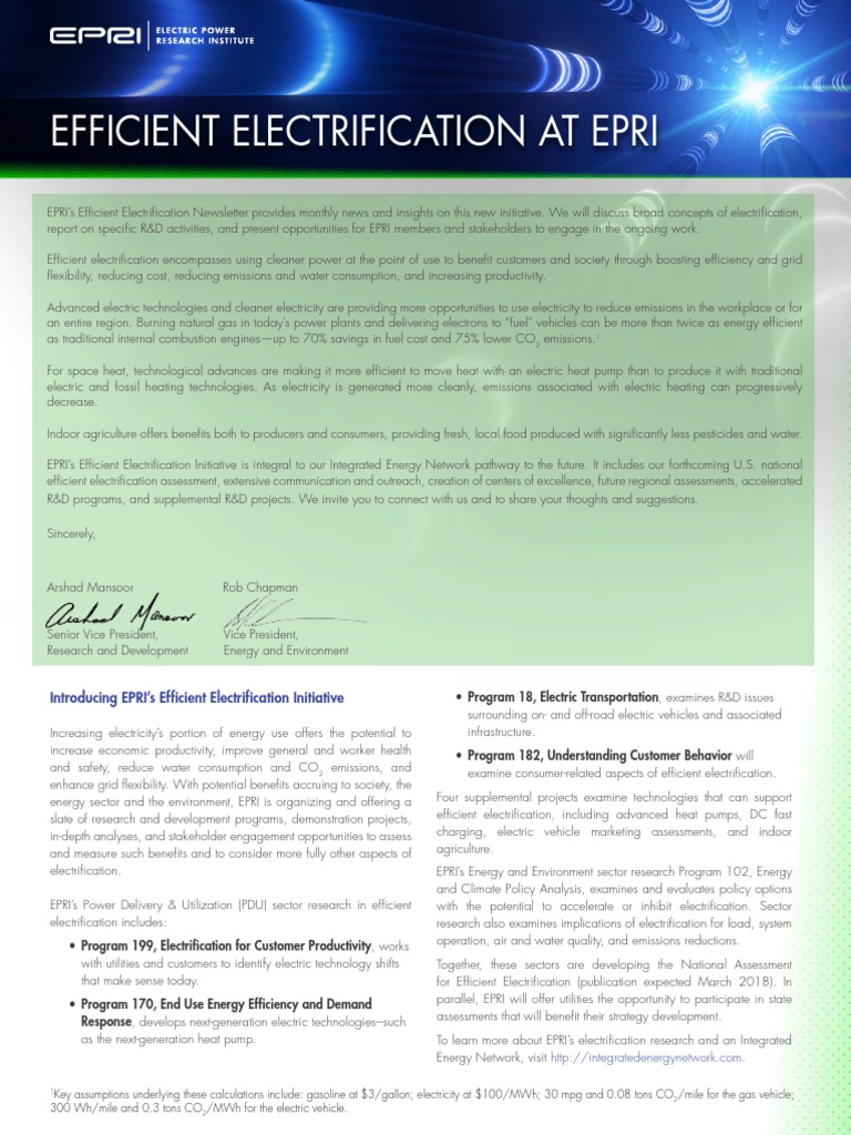 Introducing EPRI's Efficient Electrification Initiative | PDF ...