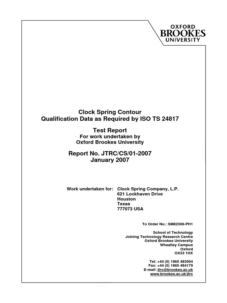 Clock Spring CS600 Quad Qualification Test Report | PDF | Strength Of ...