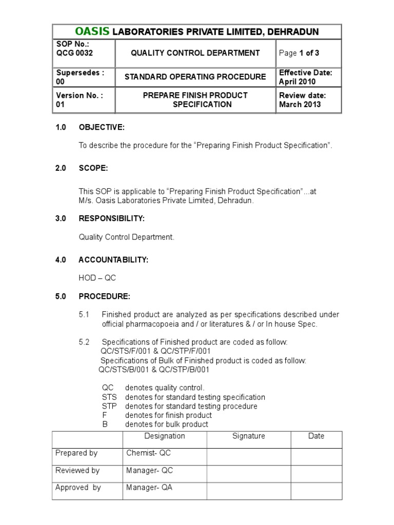 32 Prepare FP Specification 032 | PDF | Specification (Technical ...