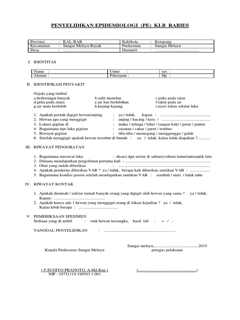 Format Pe KLB Rabies | PDF | Kesehatan Holistik