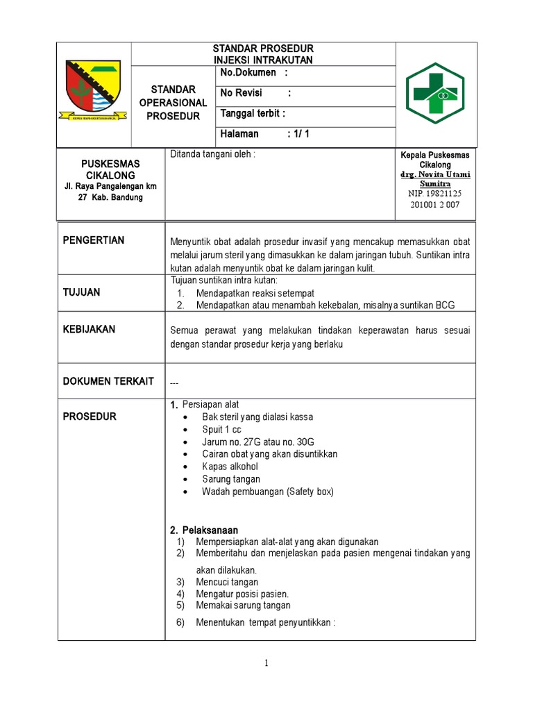 Sop Injeksi Ic | PDF