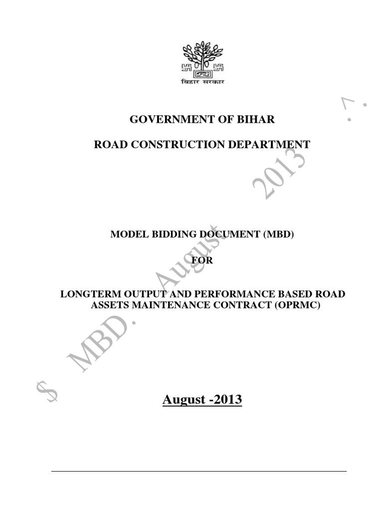 MBD 2013 RCD Govt of Bihar | PDF | Specification (Technical Standard ...