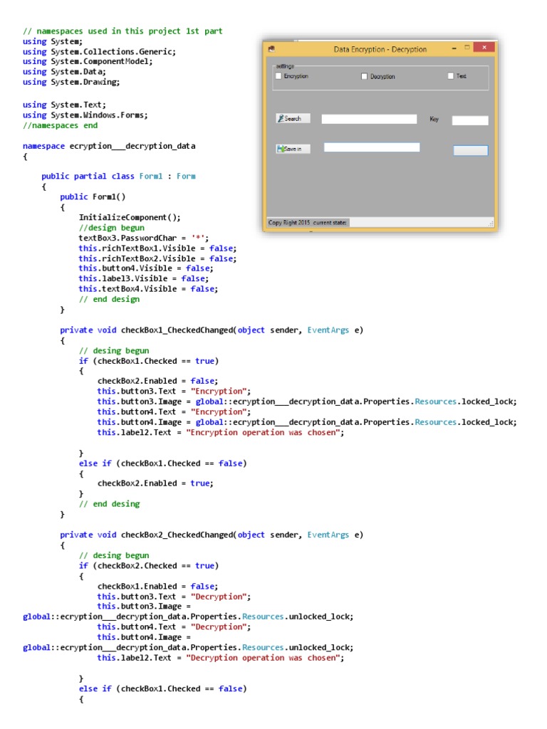 Source Code of Design Part - Encryption Decryption Project | PDF ...