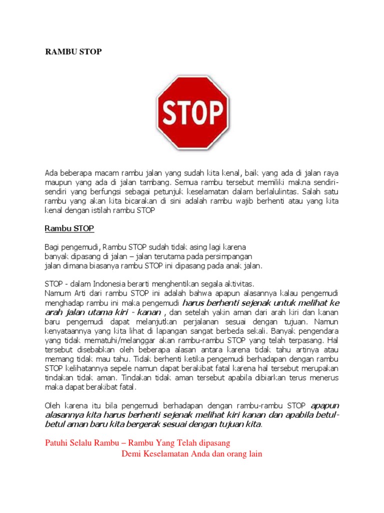 Bahan 07 Rambu Stop | PDF