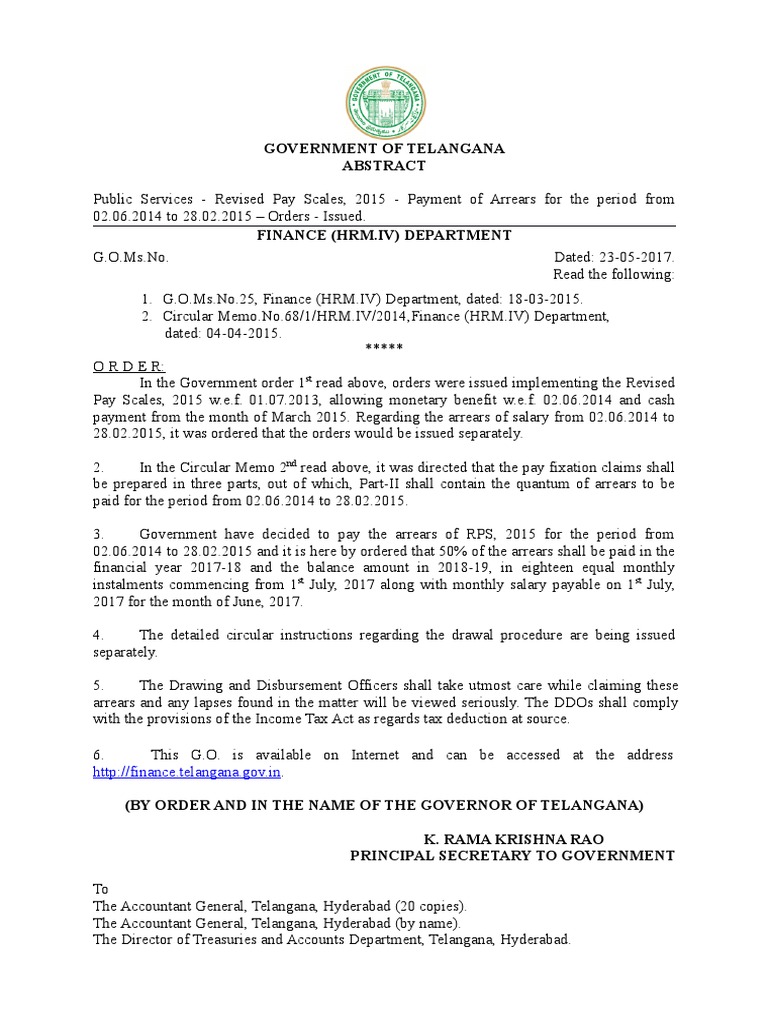Government of Telangana | PDF | Arrears | Government Finances