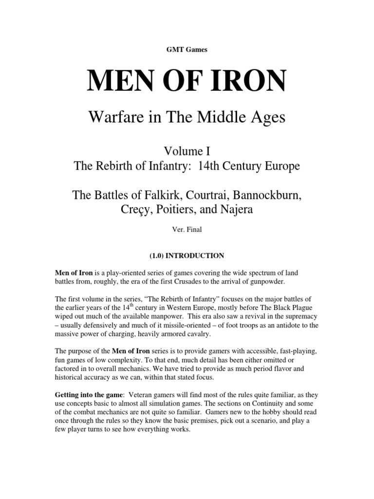 Men of Iron: 14th Century Warfare | PDF | Infantry | Wars & Military