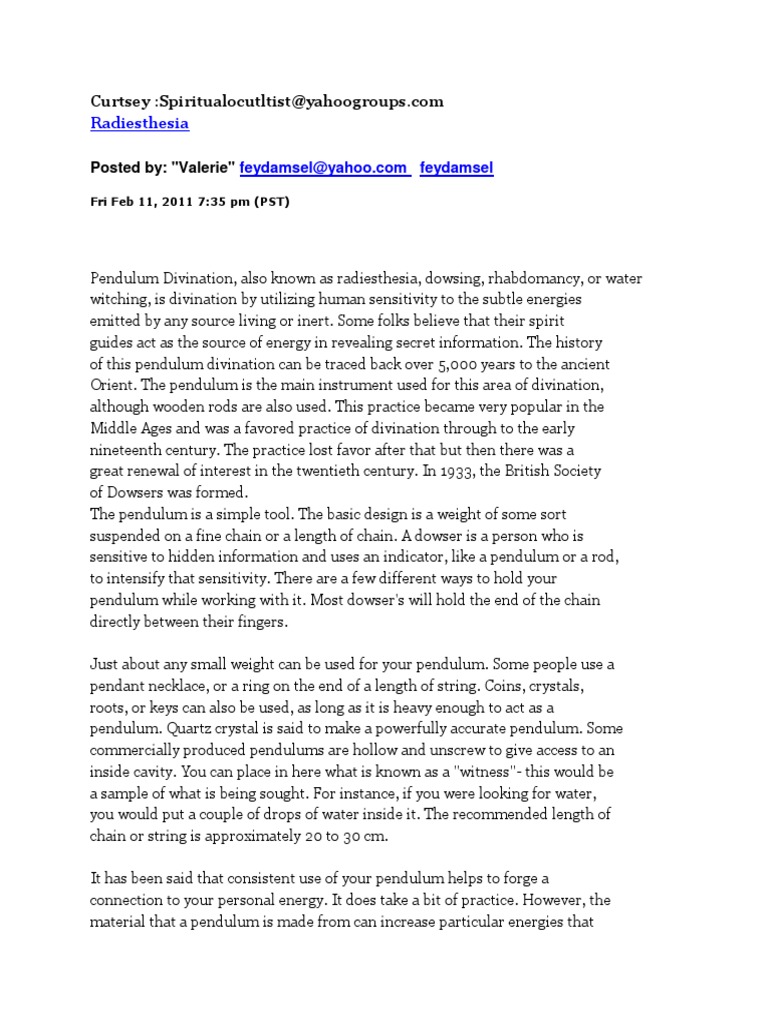 Pendulum Dowsing Download Free Pdf Dowsing Pendulum