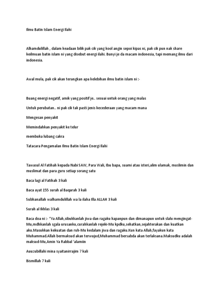 Ilmu Batin Islam Energi Ilahi | PDF