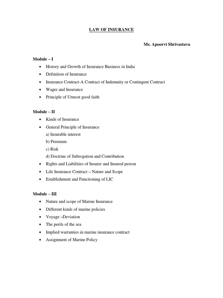 Law of Insurance | PDF | Insurance | Financial Risk
