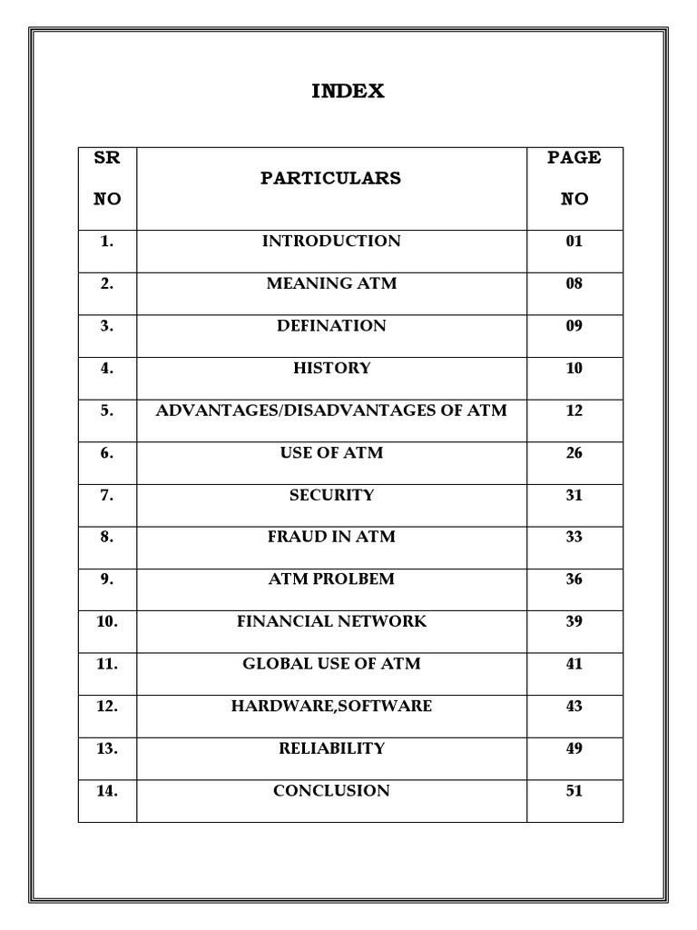 Index: SR NO Particulars NO | PDF