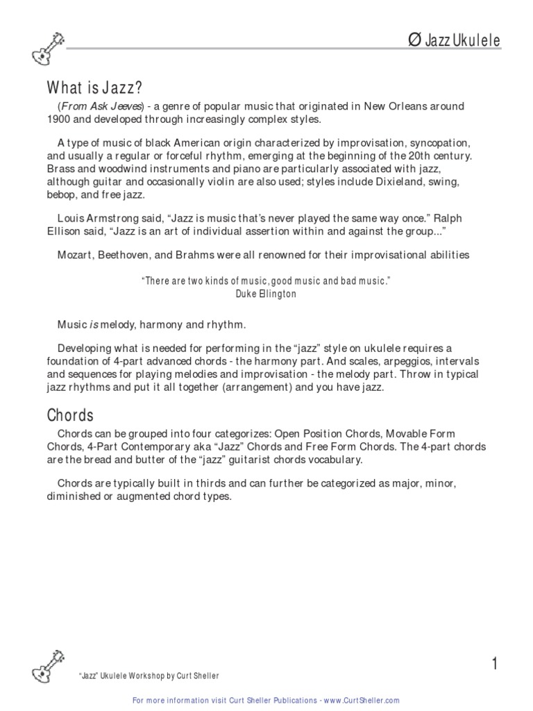 Jazz Ukulele What Is Jazz? | PDF | Minor Scale | Chord (Music)