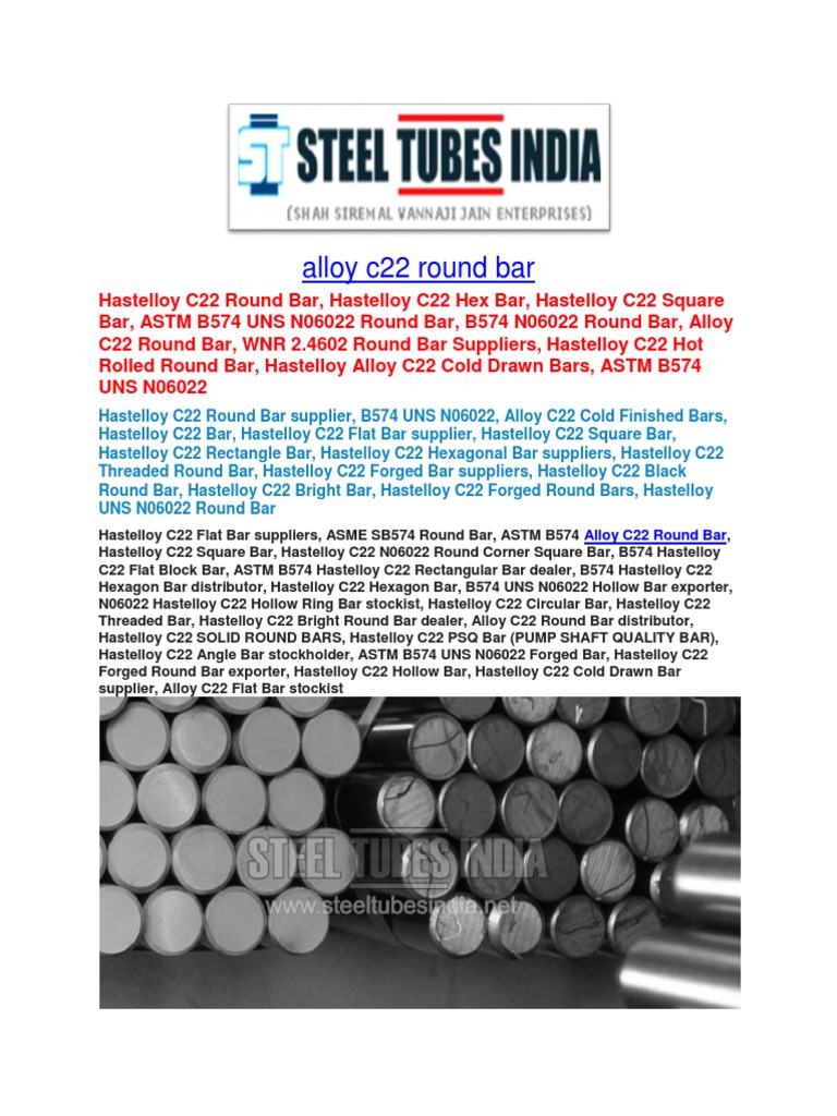Alloy c22 Round Bar | PDF | Corrosion | Forging