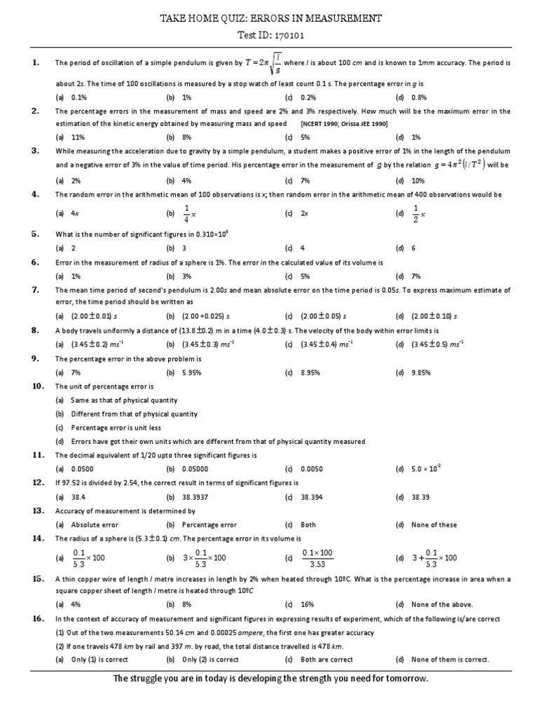 Errors in Measurement | PDF | Significant Figures | Accuracy And Precision