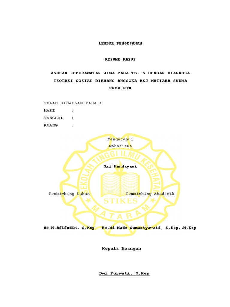 Lembar Pengesahan Laporan Kasus | PDF