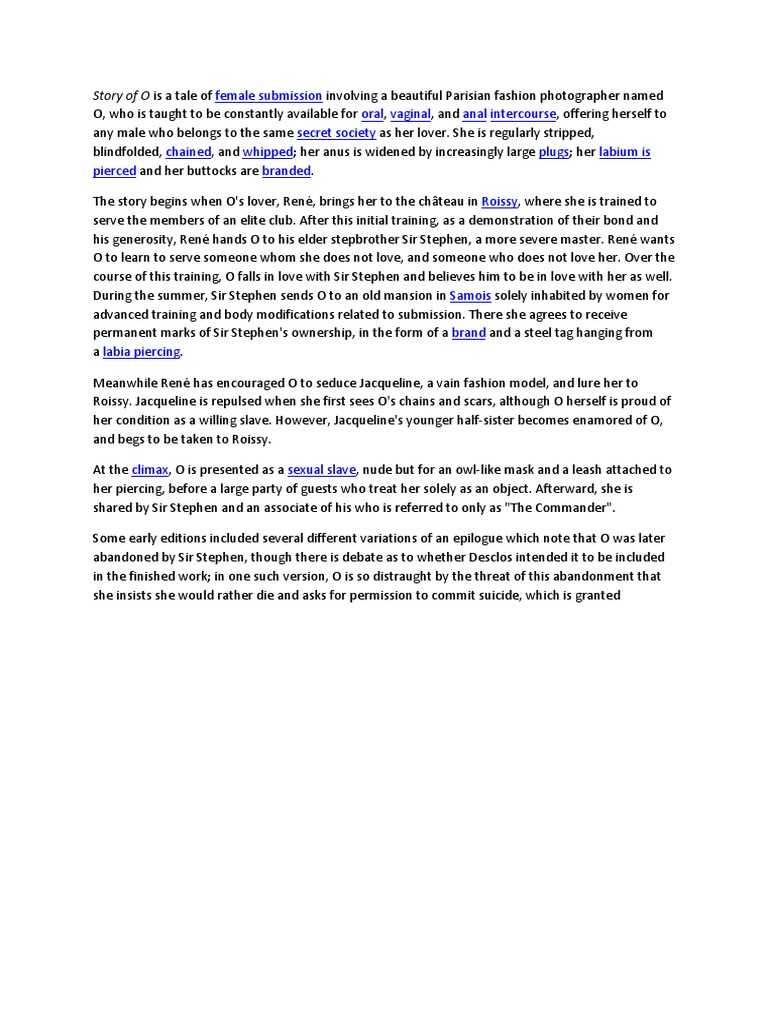 The Story of O: A Tale of Submission | PDF