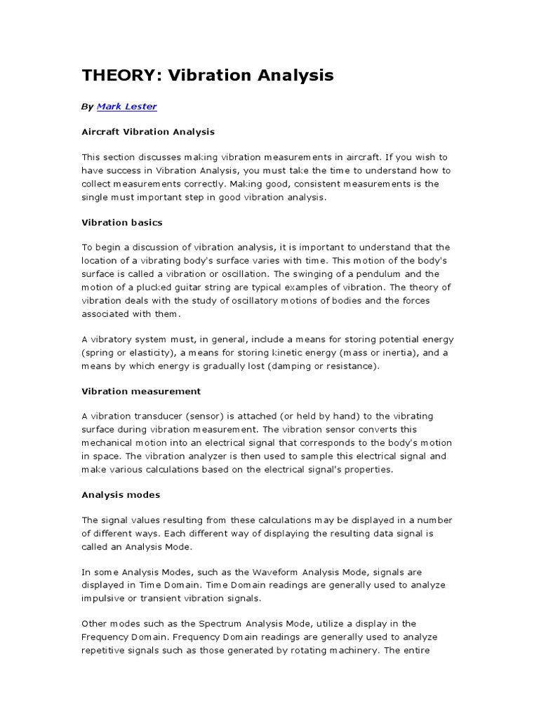 THEORY of Vibration Analysis | PDF | Normal Mode | Oscillation