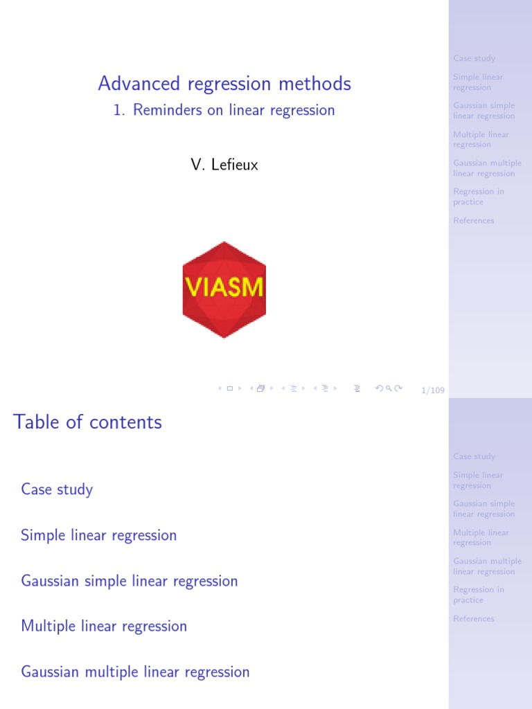 Advanced Regression Methods: 1. Reminders On Linear Regression | PDF ...