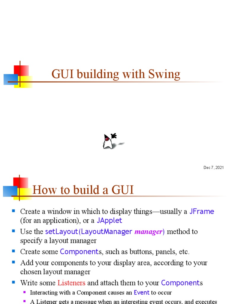 GUI Building With Swing | PDF | Computing Platforms | Computer Programming