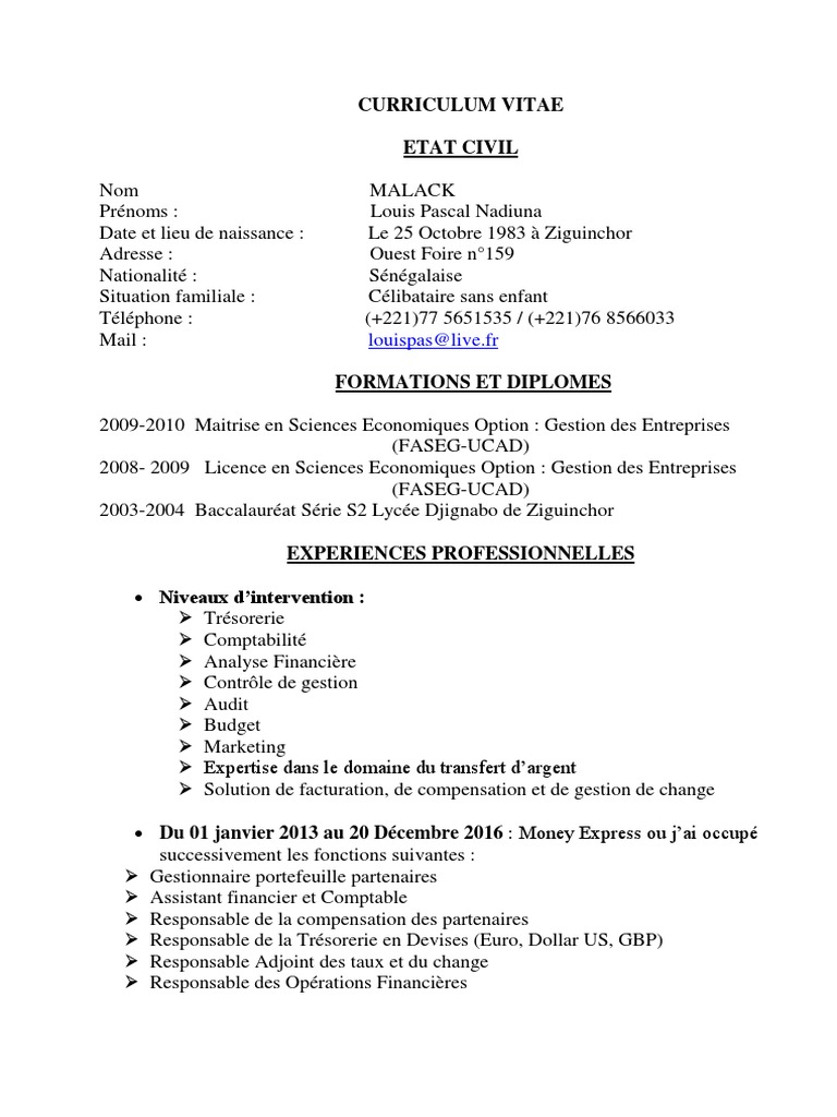 CV Pascal | PDF | Compensation (Finance) | Économie