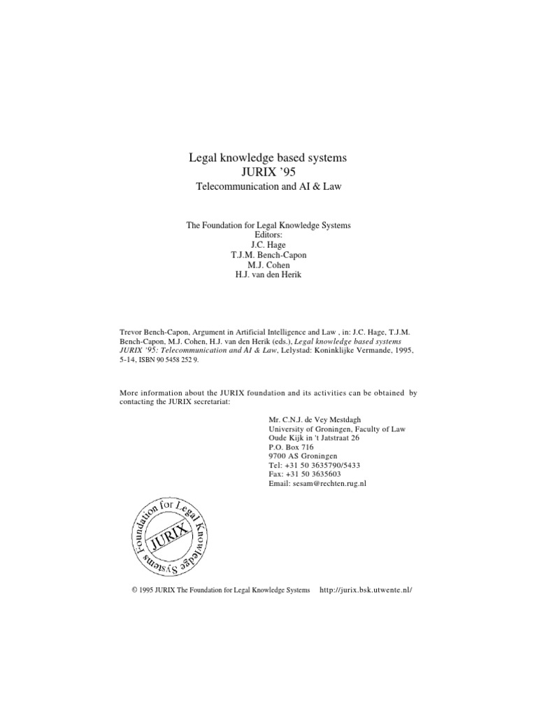 Argument in Artificial Intelligence and Law - Bench-Capon - 1995 | PDF ...