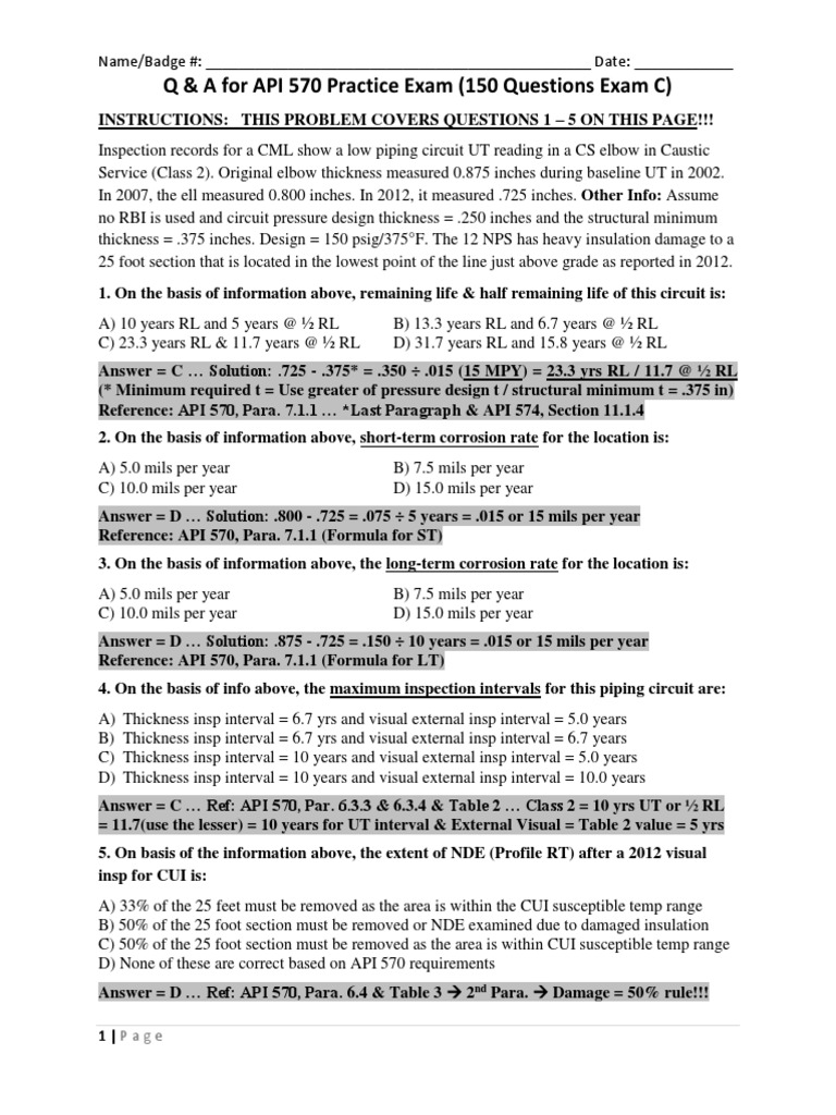 API 570 Exam | PDF | Pipe (Fluid Conveyance) | Fracture
