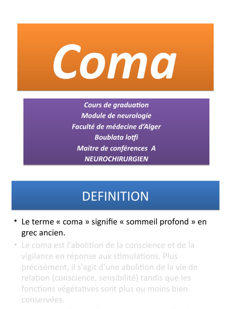 Comprendre le Coma Non Traumatique | PDF | Coma | Épilepsie