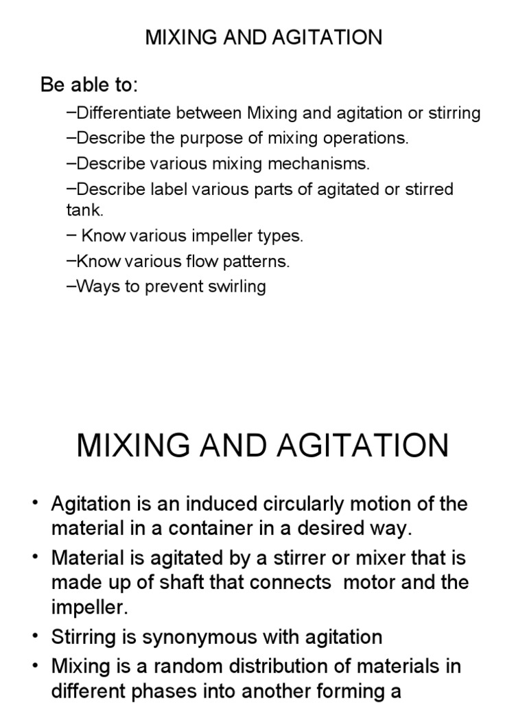 Mixing and Agitation | PDF | Soft Matter | Chemical Engineering