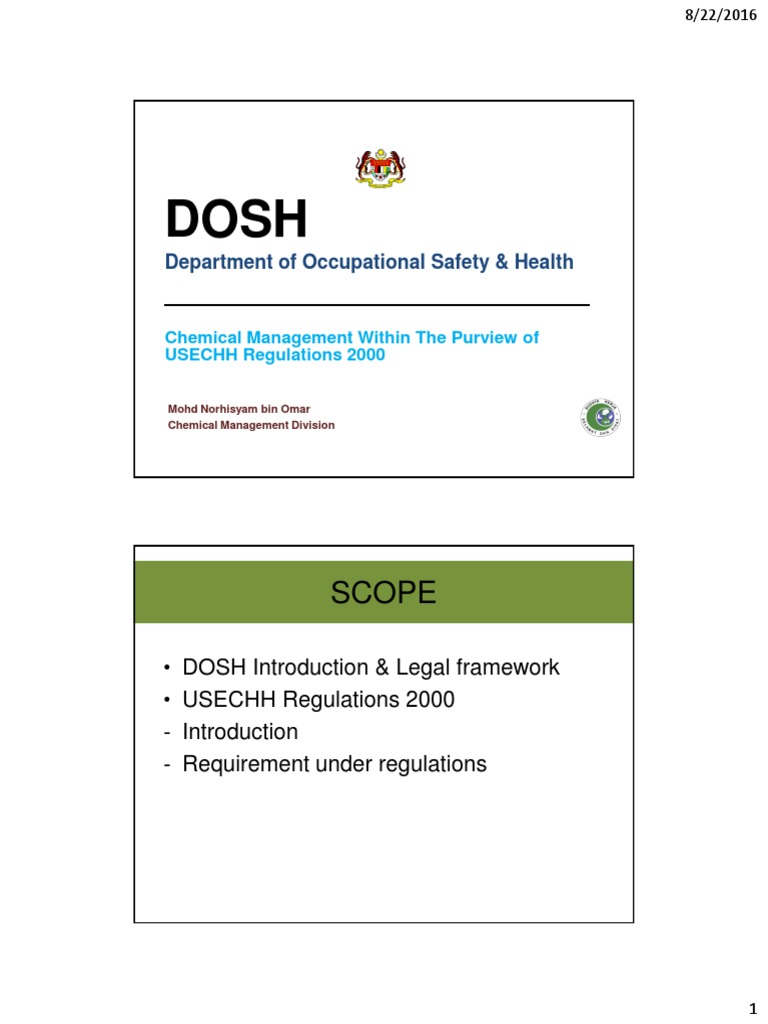Dosh - Chemical Management | PDF | Occupational Safety And Health ...