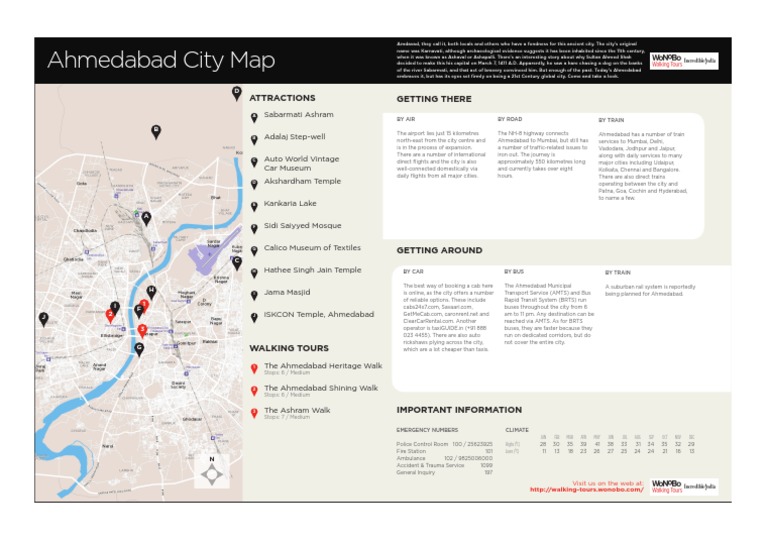 Ahmedabad City Map: Attractions Getting There | PDF | Public Transport ...