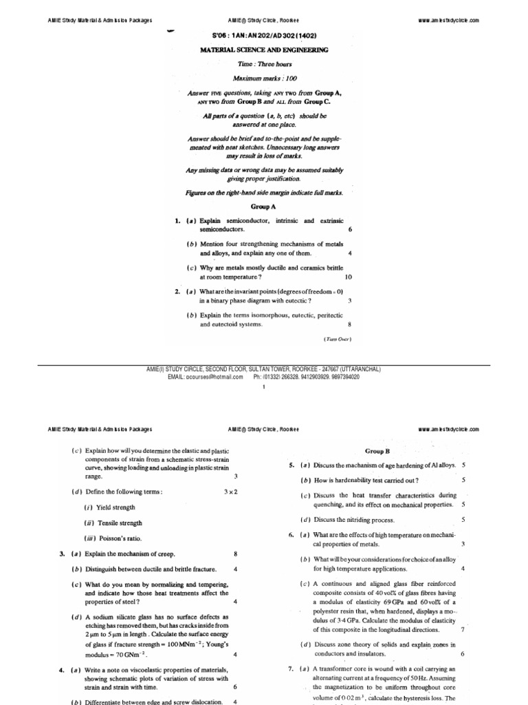 AMIE Study Material & Admission Packages AMIE (I) Study Circle, Roorkee ...
