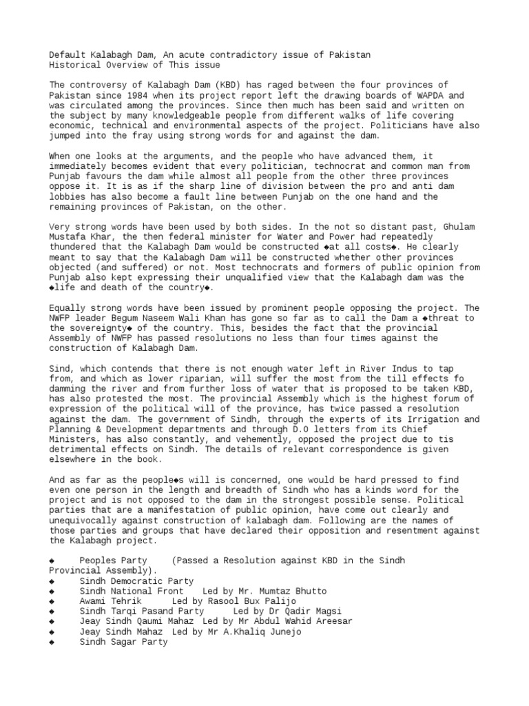 Kalabagh Dam | PDF | Indus River | Water