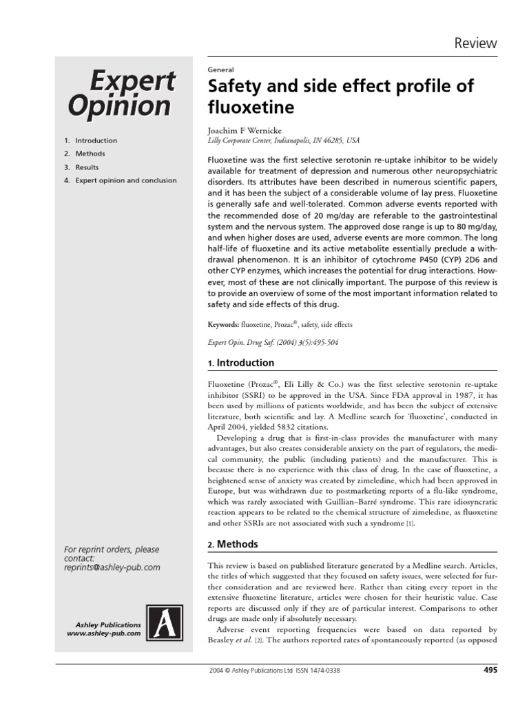 Safety and Side Effect Profile of Fluoxetine: Review | PDF | Selective ...