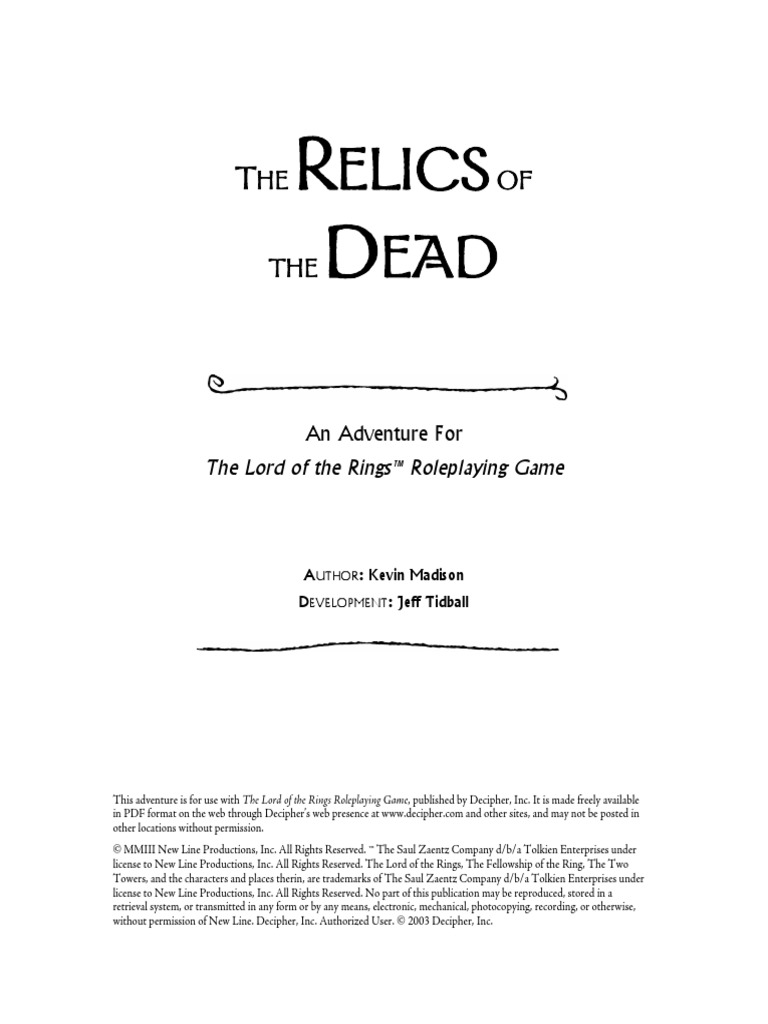The Relics of The Dead PDF | PDF | Middle Earth | J. R. R. Tolkien
