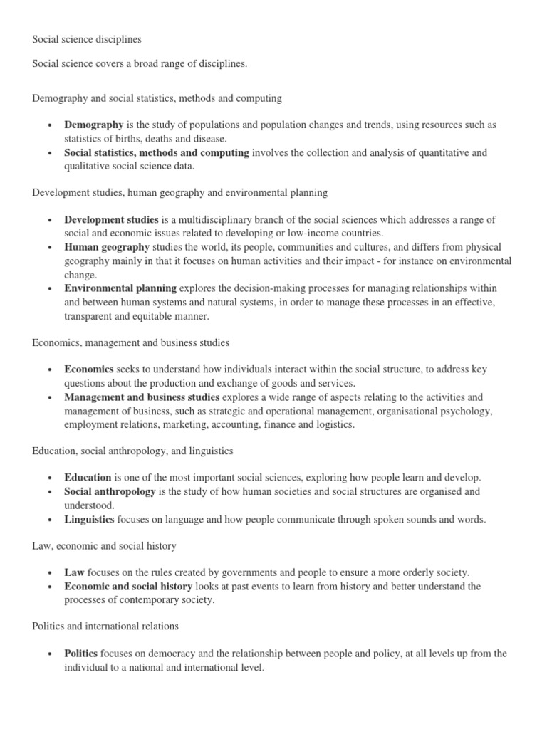 Social Science Disciplines | PDF | Social Science | Science