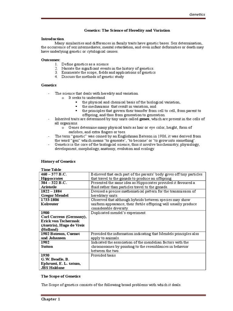 Genetics: Heredity and Variation Explained | PDF | Heredity | Genetics