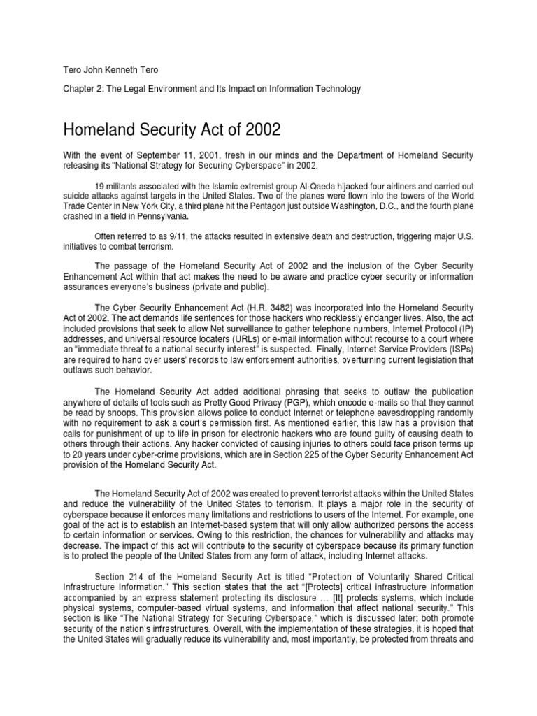 Homeland Security Act of 2002 | PDF | Identity Theft | Computer Security